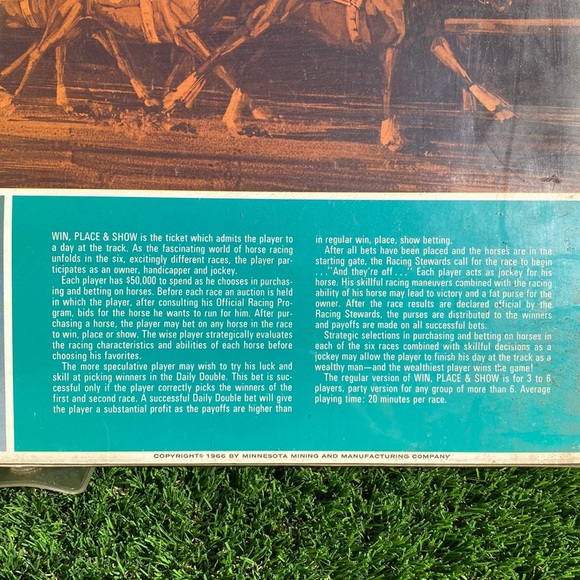 3M | Games | Vintage Win Place Show Horserace Board Game Approx 966 ...